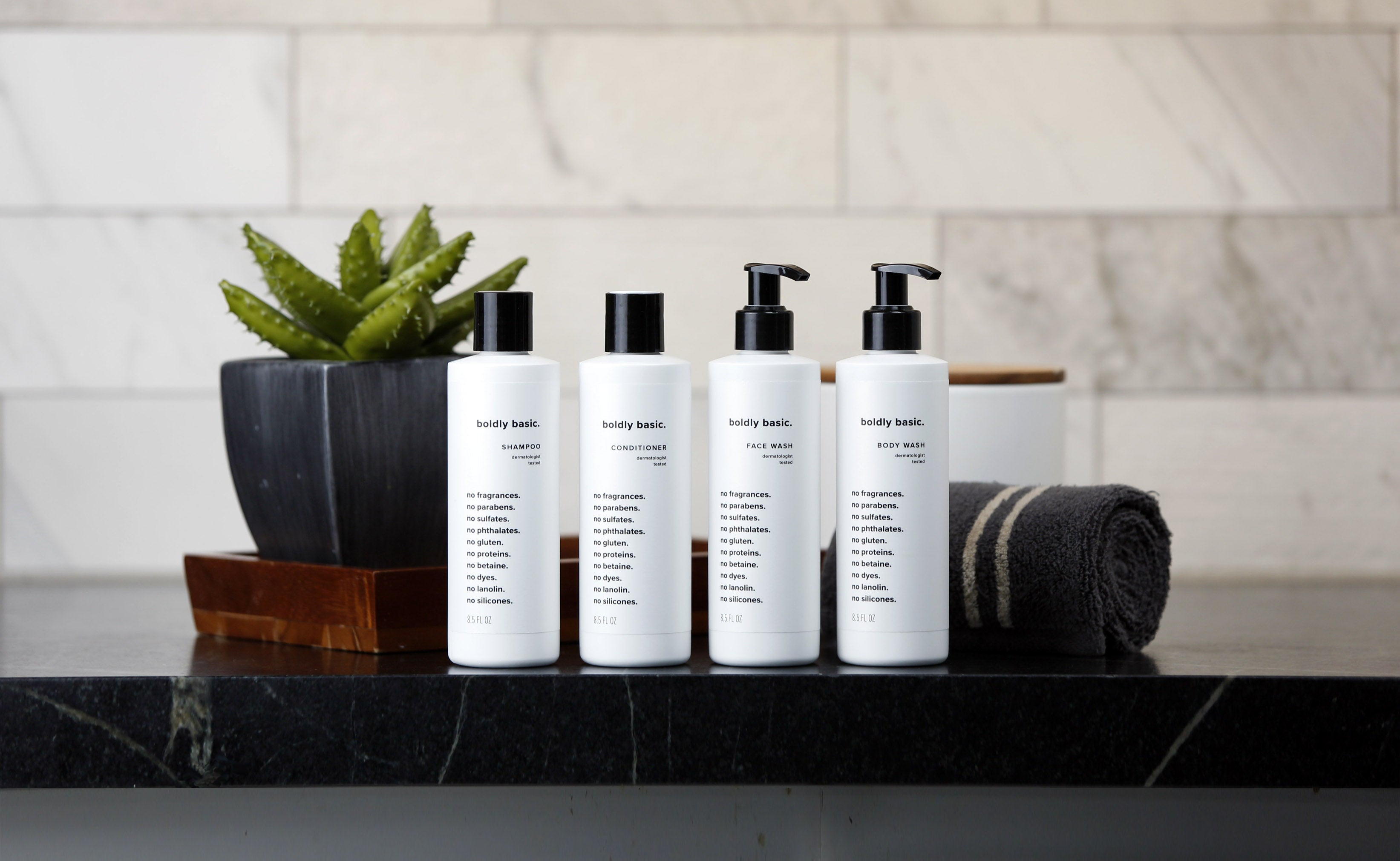 Boldly Basic Fragrance Free Shampoo, Conditioner, Face & Body Wash